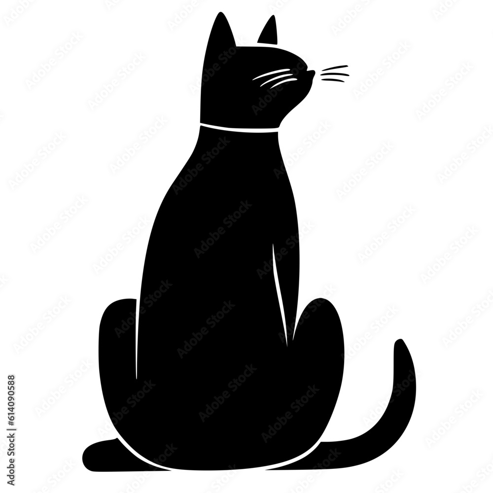 Black cat outline, Vector illustration of a black cat, Outline drawing ...
