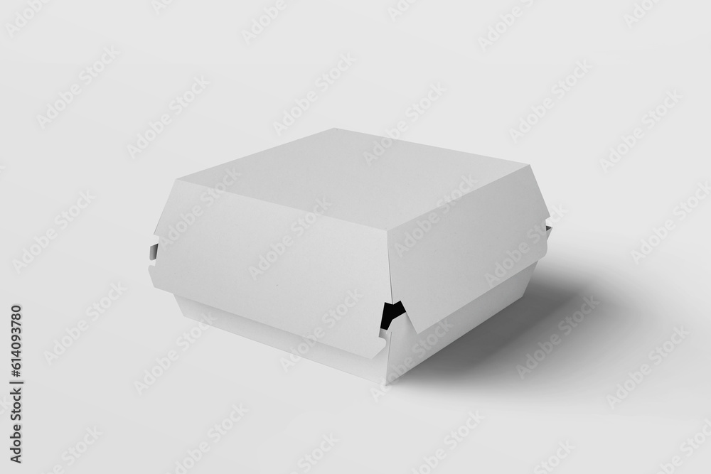 Blank white burger carton box mock up isolated on white background ...