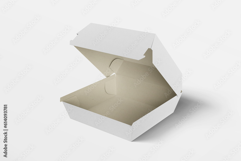 Blank white burger carton box mock up isolated on white background ...