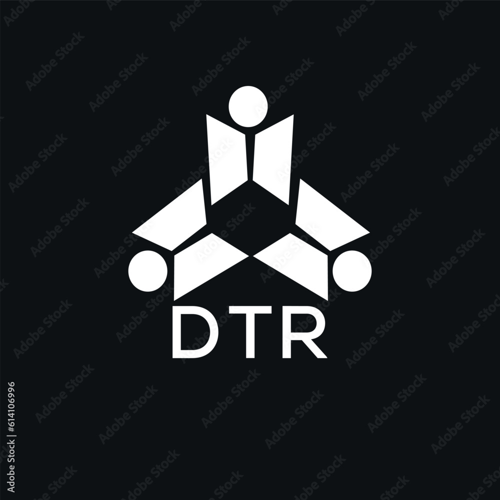 DTR white color thee letter logo. black background. triangle Monogram ...
