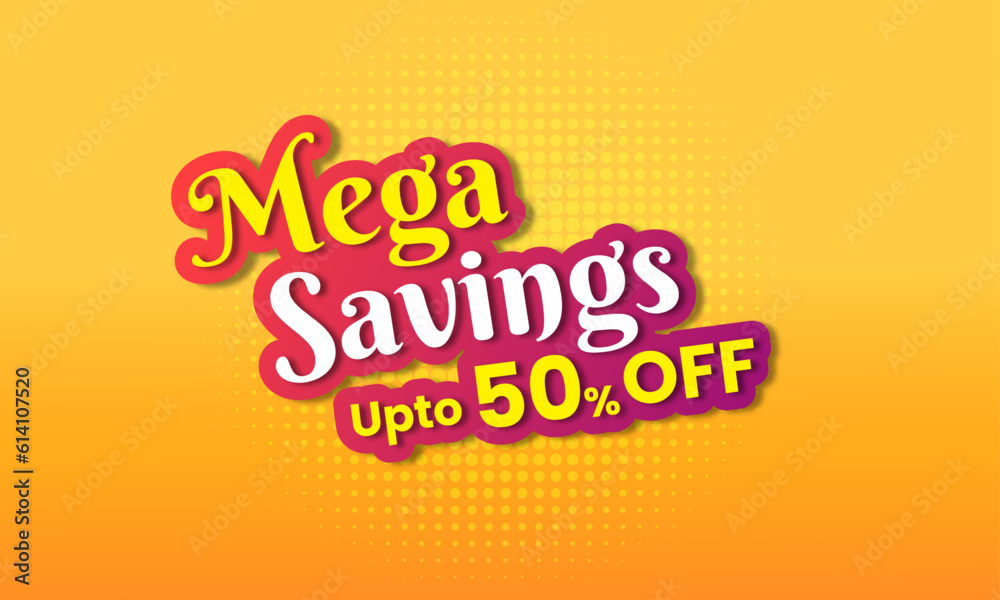 Mega Savings Logo Unit Label Design Template Vector. Sale, Offer ...