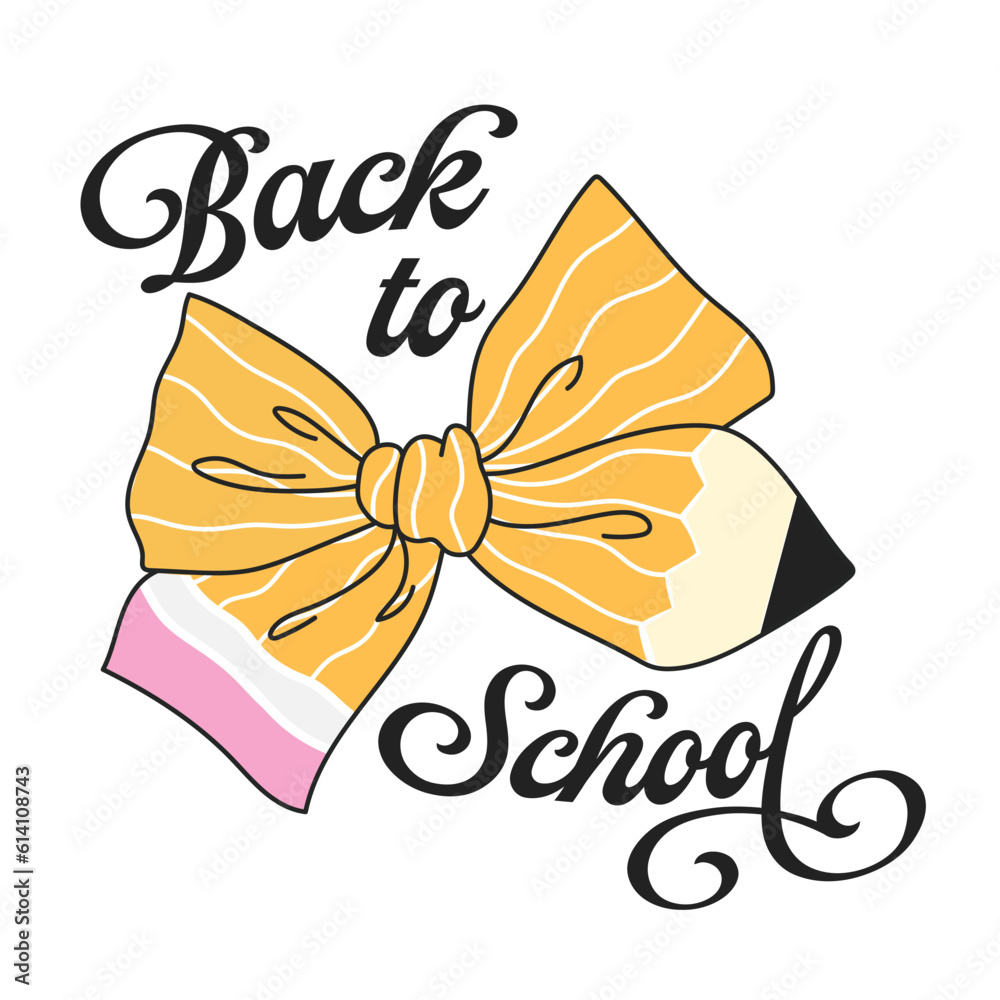 Back to school with pencil ribbon, pencil clip art Stock Vector | Adobe ...