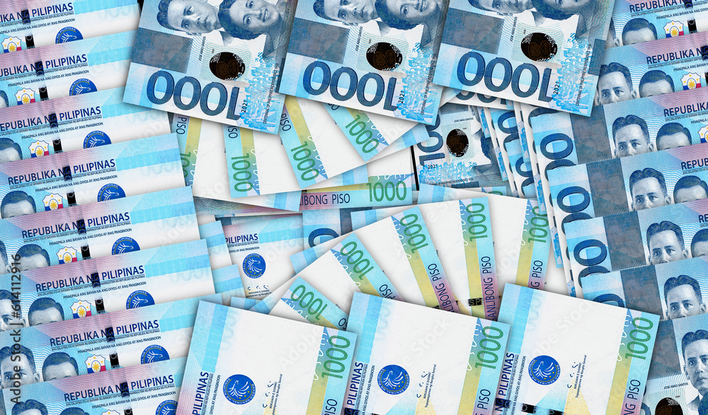 Philippines Peso PHP banknotes in a fan mosaic pattern 3d illustration ...