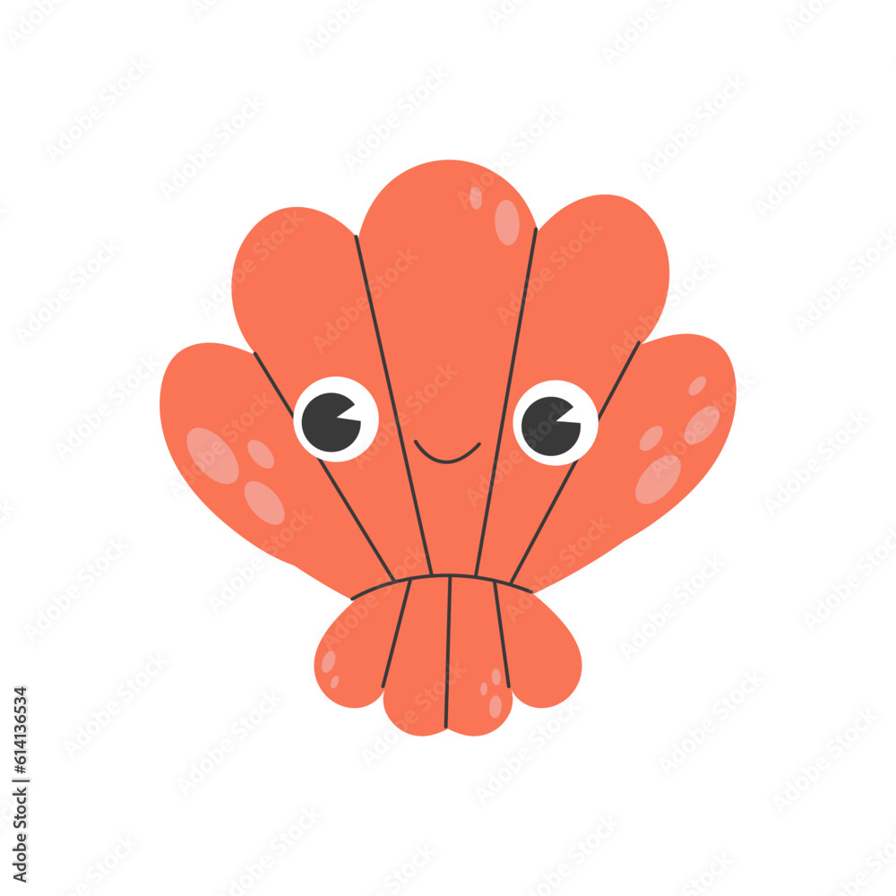 Illustrations with a happy red shell with cute eyes and a kawaii smile ...