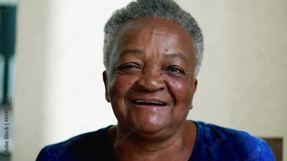 One Happy black senior woman close-up face smiling and laughing. Joyful ...