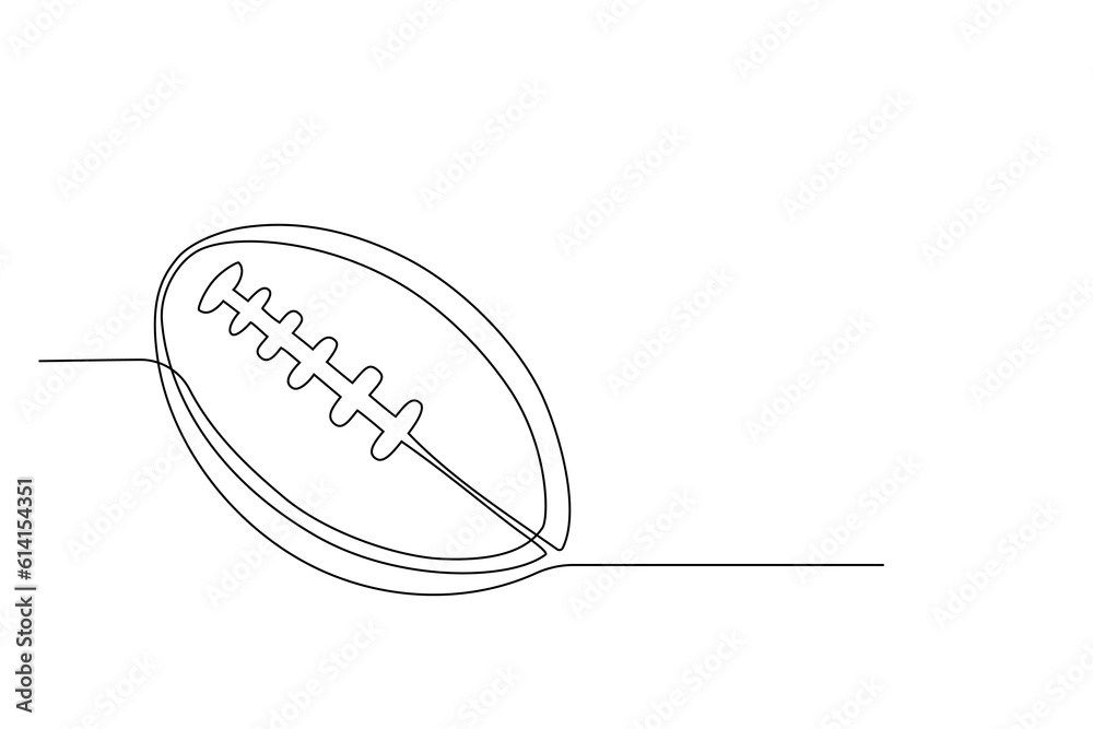 American football ball in single continuous line style. One line ...