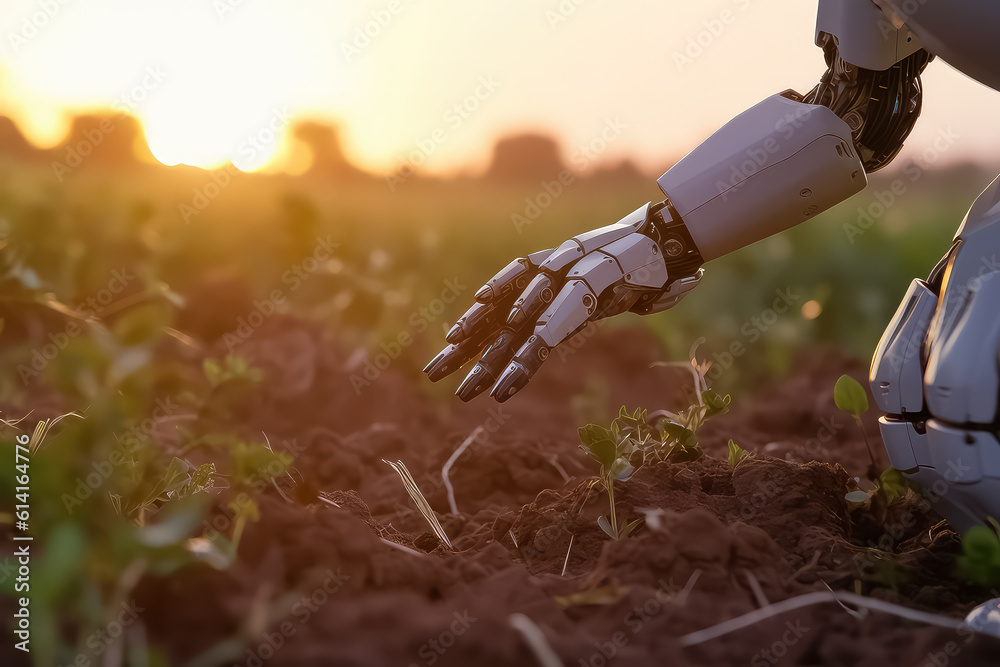 Agricultural robot working on a smart farm, with the concept of smart ...