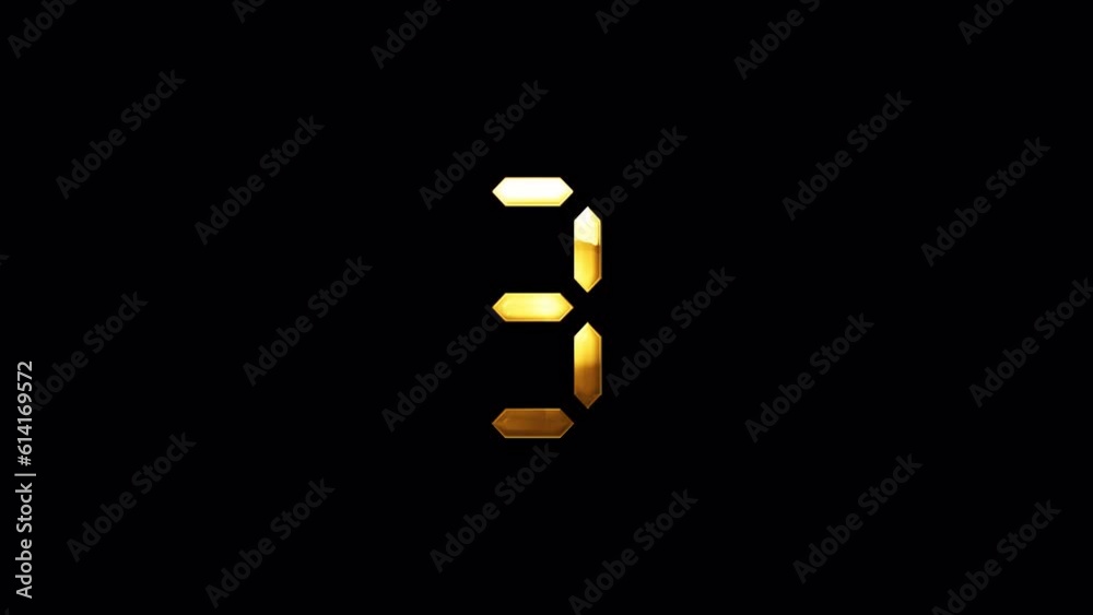 Loop digital number Three golden shine light motion text effect ...