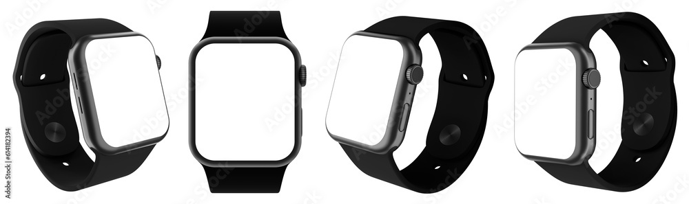 Apple watch mockup isolated with transparent screen png in different ...