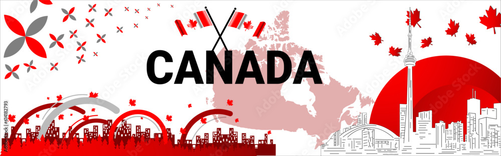 Canada day banner for independence day of Canada. Retro abstract design ...