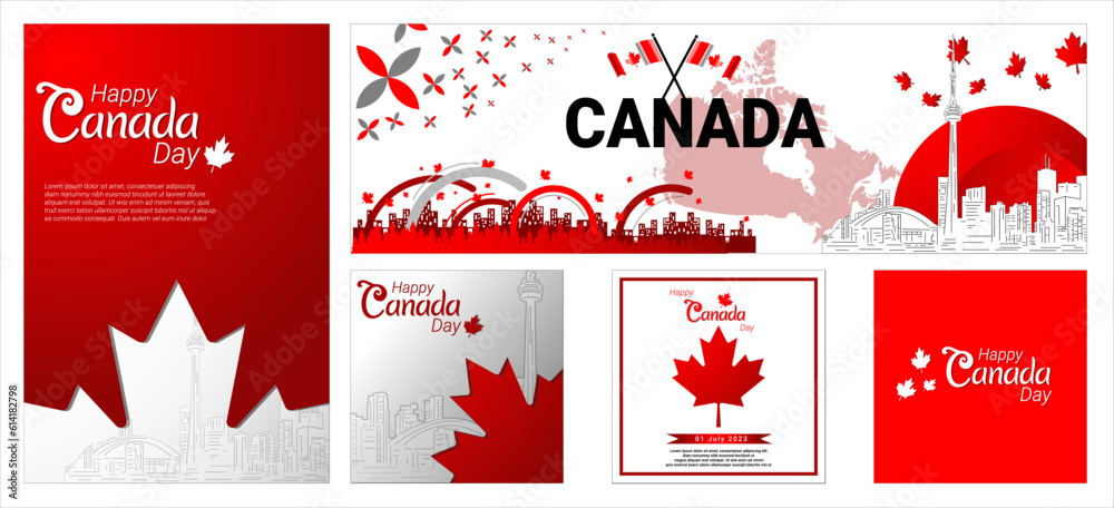 bundle set vector Canada independent day. poster, flyer, banner ...
