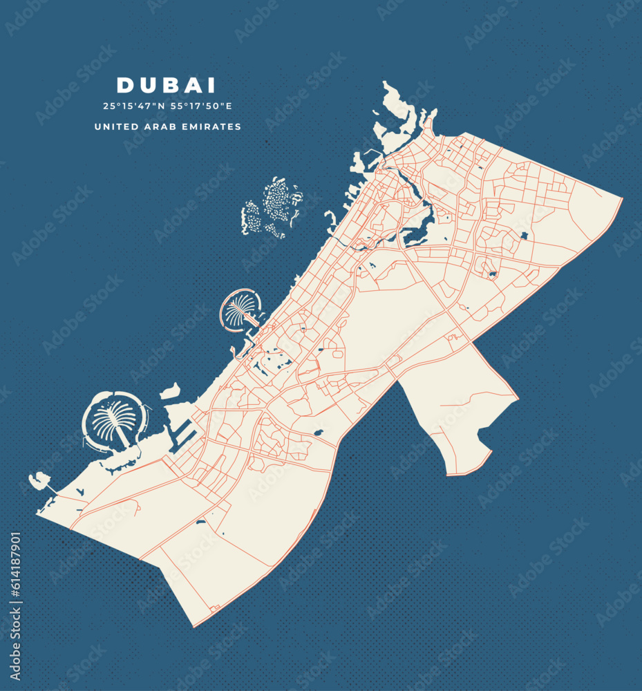 Dubai map vector poster flyer Stock Vector | Adobe Stock