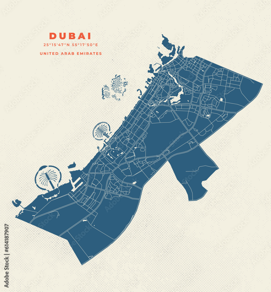 Dubai map vector poster flyer Stock Vector | Adobe Stock