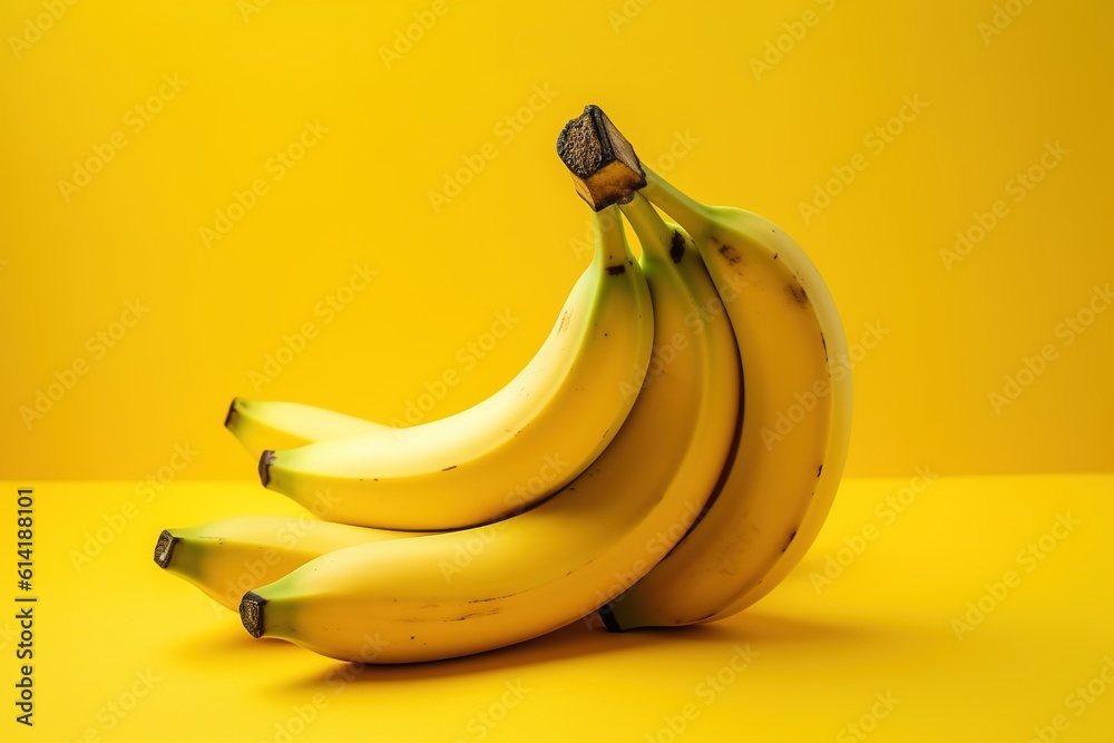 Bunch of bananas. Bunch of bananas on yellow background. Yellow banana ...