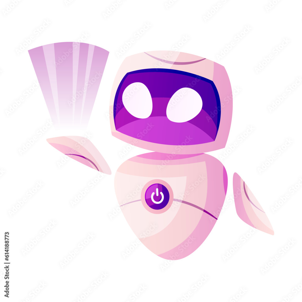 Futuristic little robot showing pose. AI technology character, virtual ...