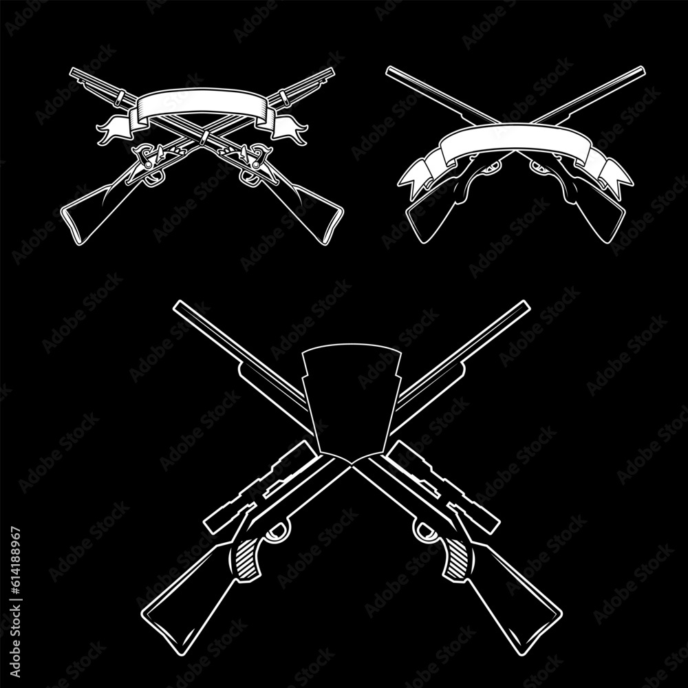 Crossed hunting rifles and guns. Design element for emblem, sign. Stock ...