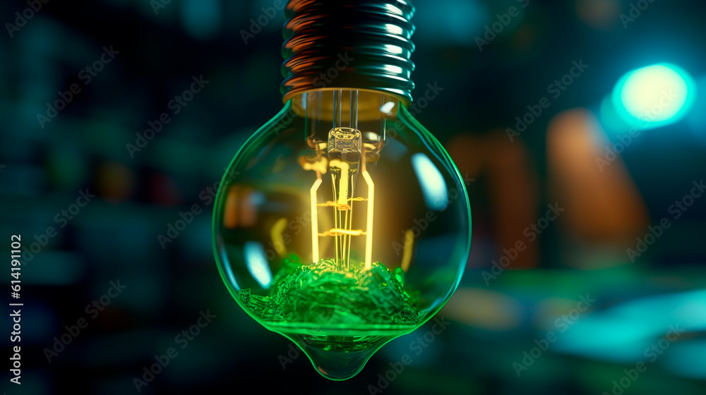 Green Energy Revolution: Light Bulb Symbolizing Renewable Sources and ...