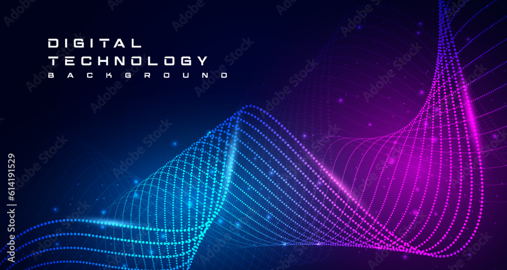 Digital technology dna biotechnology blue purple background, cyber ...