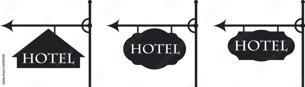 Hotel signboard logo. Isolated hotel signboard on white background ...