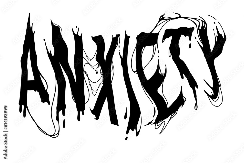 anxiety typography disorder illustration cool design hand draw black ...