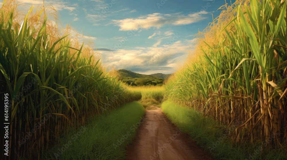 Sugar cane field Stock Illustration | Adobe Stock