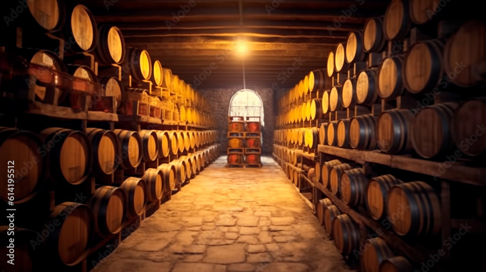 Vintage Barrels and Casks in Old Cellar: A Spanish Winery's Perfect ...