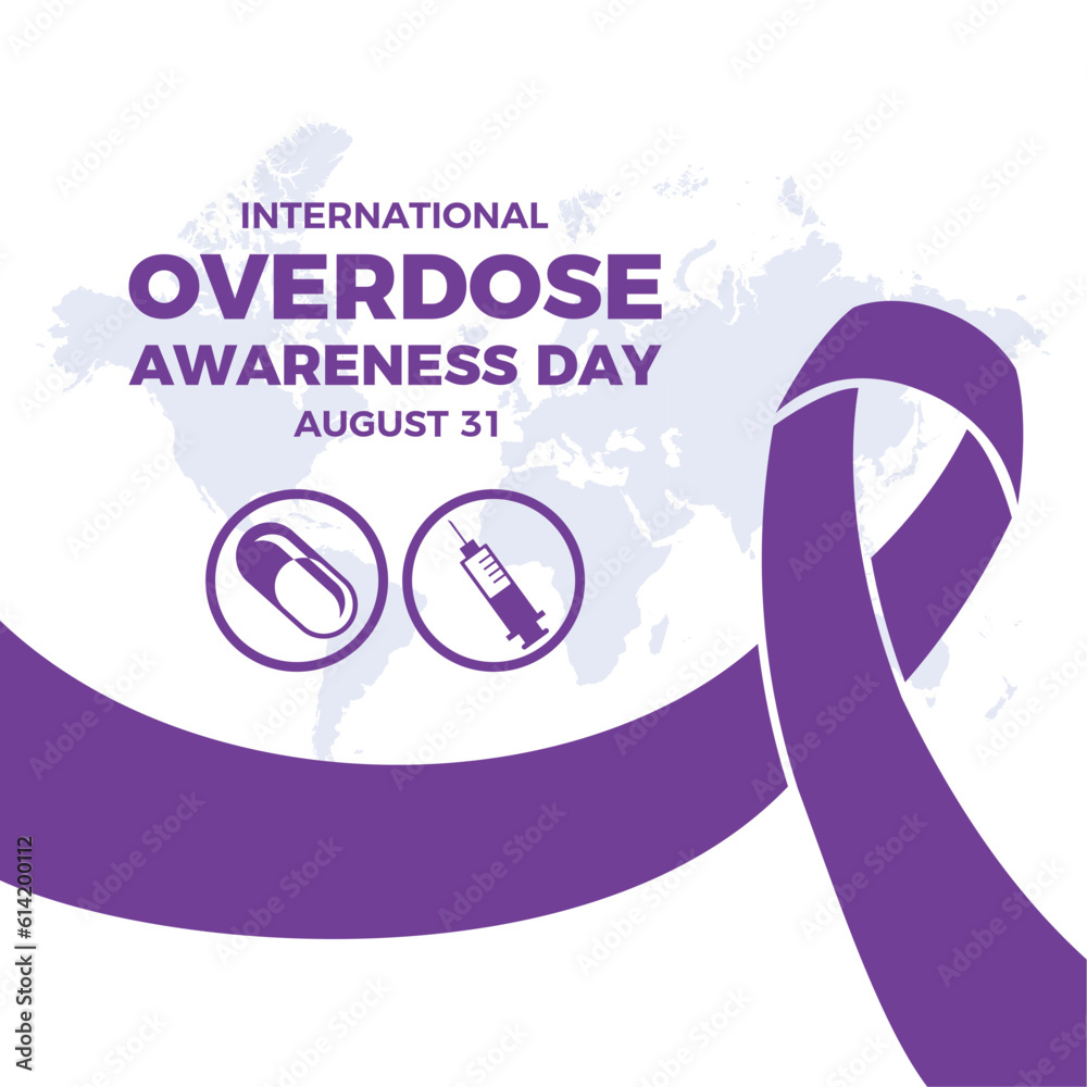 International Overdose Awareness Day vector illustration. Purple ...