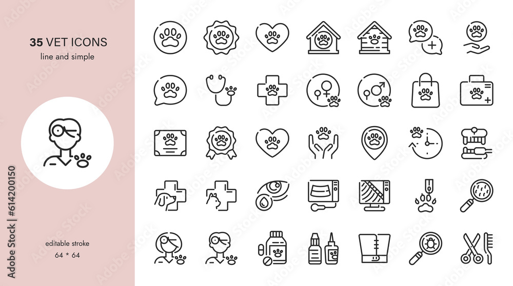 Professional Vet Icons Set. Pet Clinic, Animal Emergency, Hospital ...