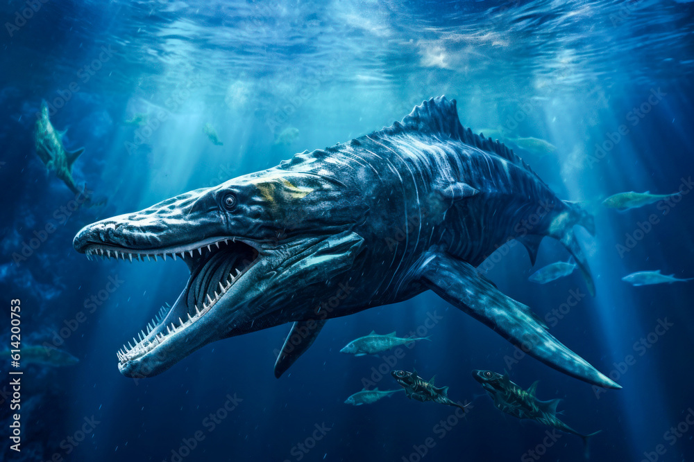 Poster Mosasaurus extinct reptile illustration, underwater – Wall Art ...
