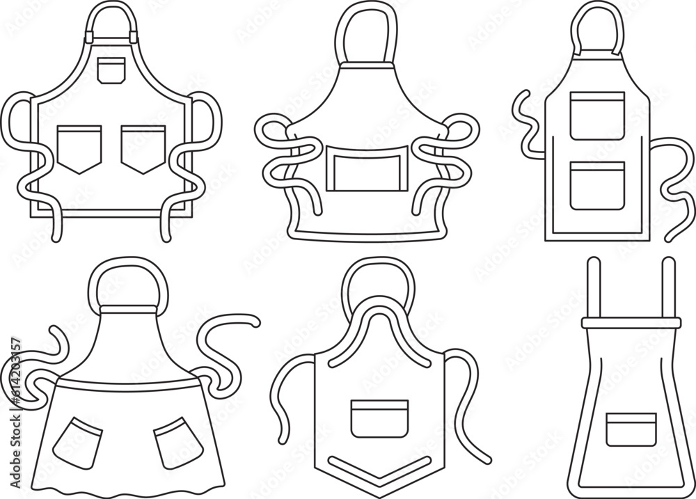 Apron Outline Bundle,Clip Art Stock Vector | Adobe Stock