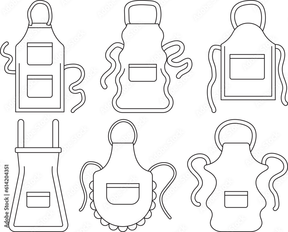 Apron Outline Bundle,Clip Art Stock Vector | Adobe Stock