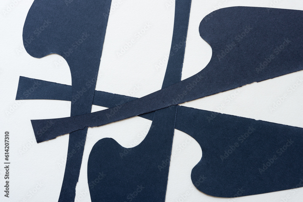 cut black paper shapes with rounded and wavy edges somewhat reminiscent ...