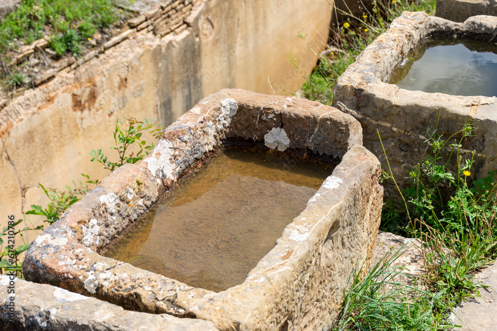 Roman water basins in the ancient town of Cuicul. UNESCO world heritage ...