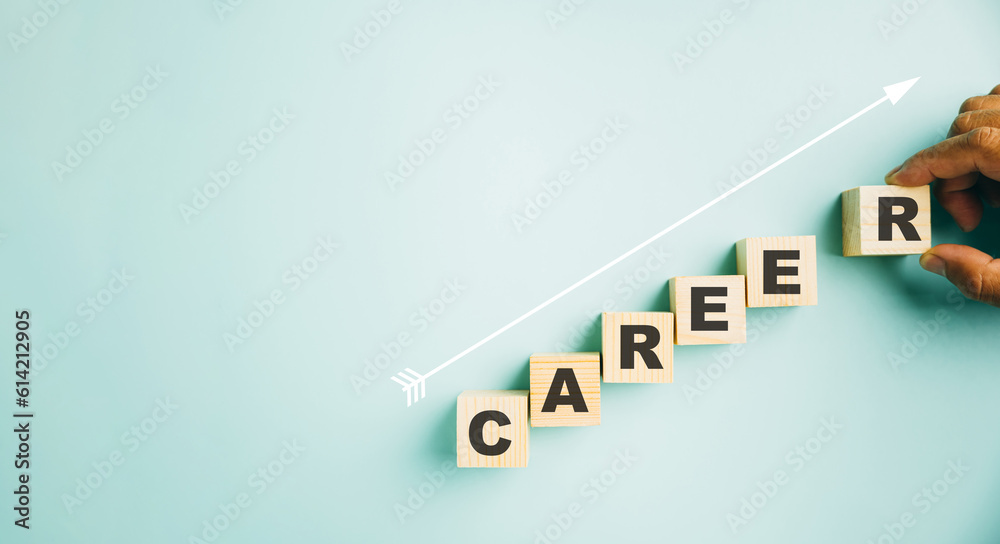 Symbolic representation of career development and growth, hand ...