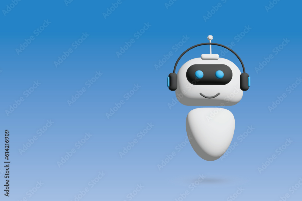 3D robot AI artificial intelligence icon. Chat Bot conversation ...