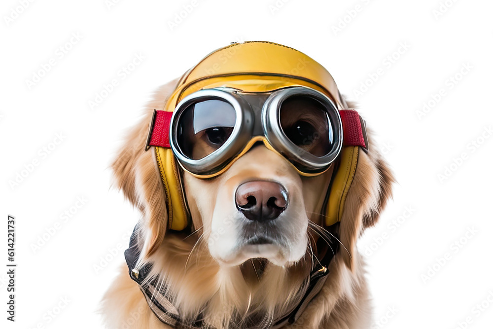 Cute dog Golden retriever with captain pilot costume for flying with ...