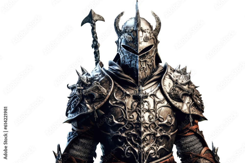 Portrait of medieval Scandinavian or Viking warrior with armor and ...