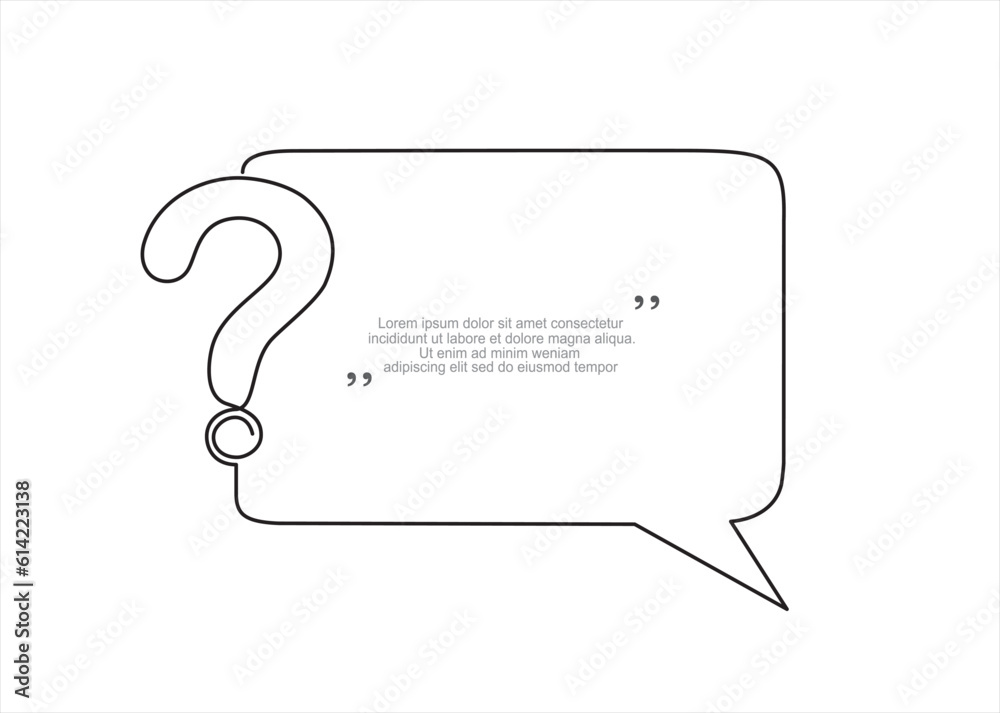 Quick tips.Continuous one line drawing of question mark and speech bubble. Trendy line art ...
