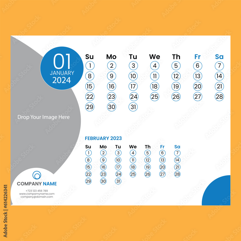 Wall Calendar 2024, Wall calendar design template for 2024, simple ...