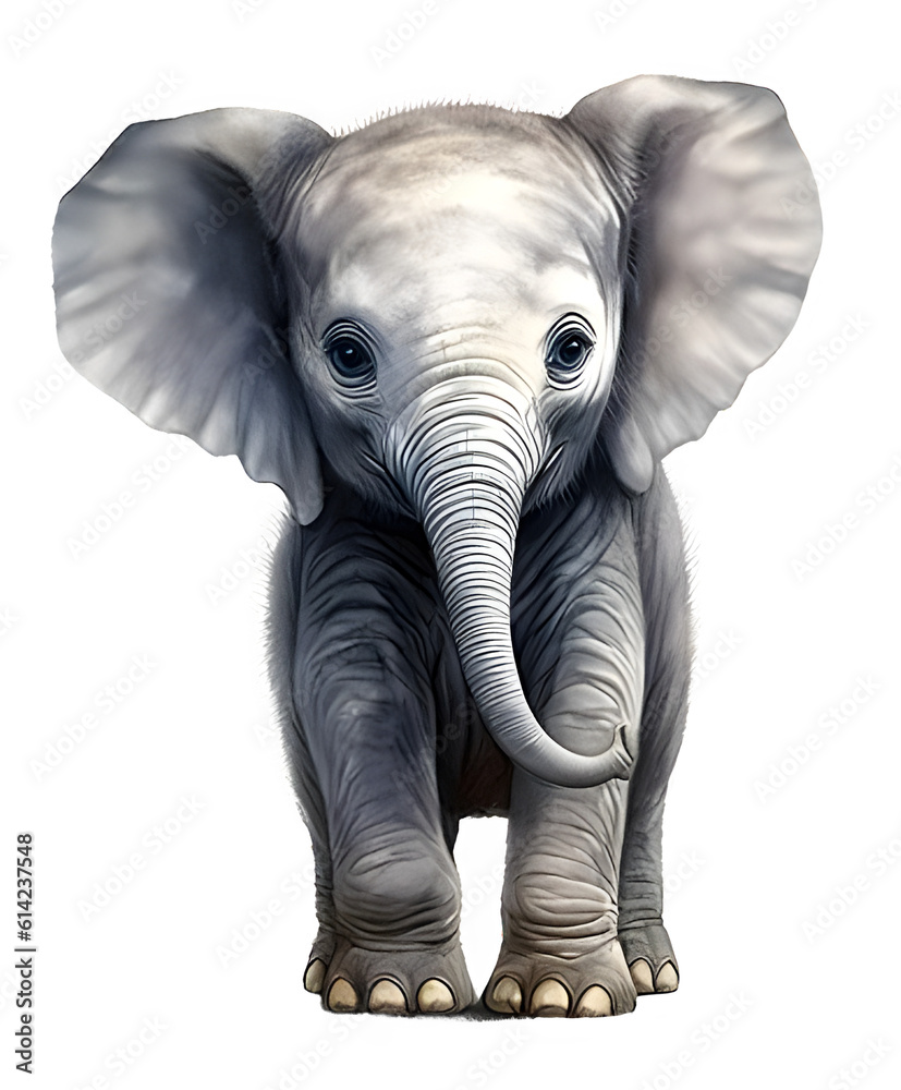 Realistic cute wild animal clipart art - elephant Stock Illustration ...