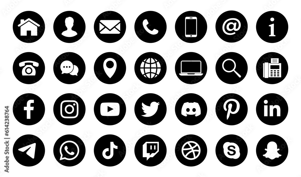 Connect Icons.Contact us icon set.Contact and Communication Icons.Set ...