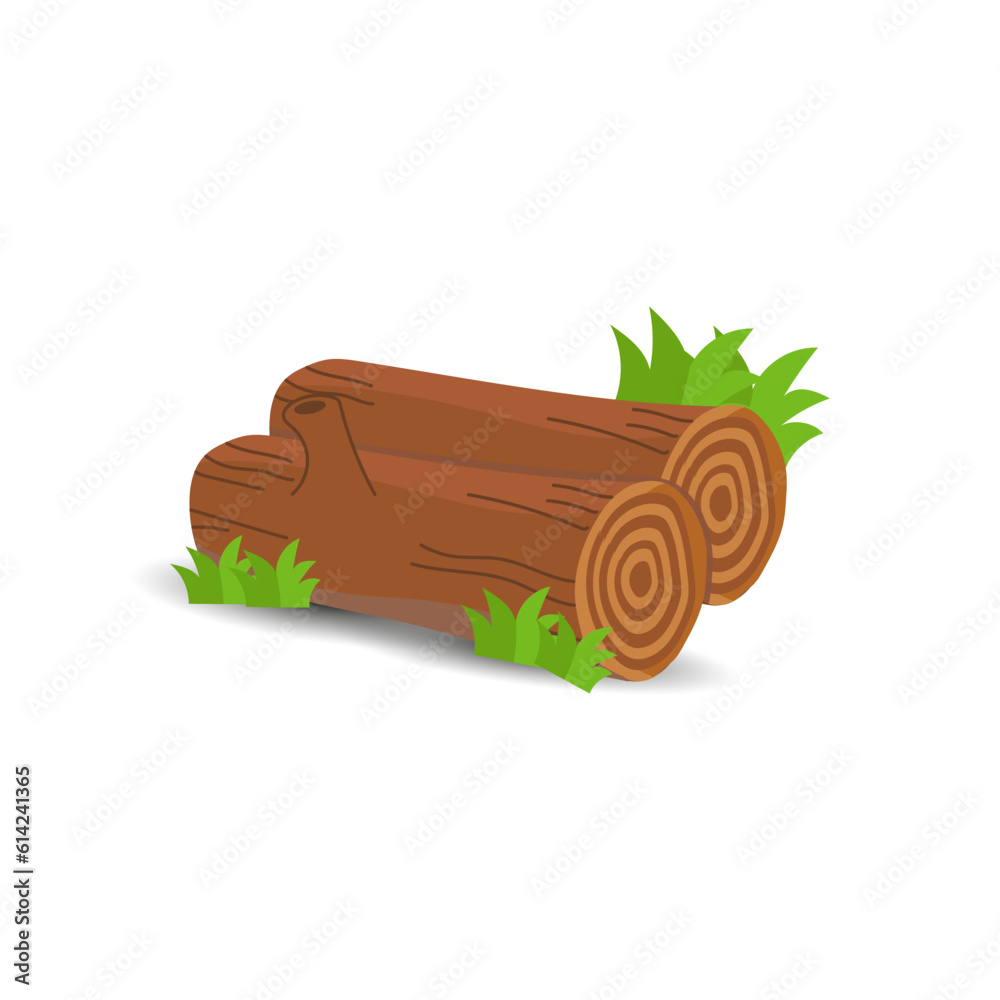 Cartoon Wood Logs, Wooden For Camping Bonfires. Trunks And Planks ...