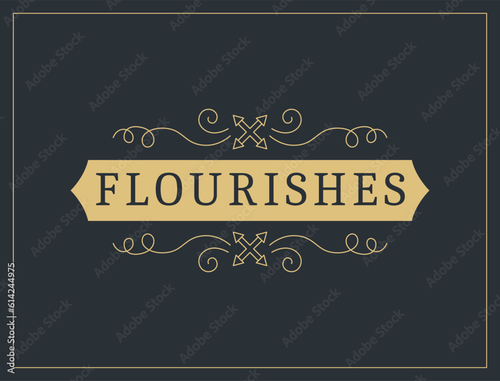 Flourishes calligraphic vintage ornamental background. Vector luxury invitation, restaurant menu ...