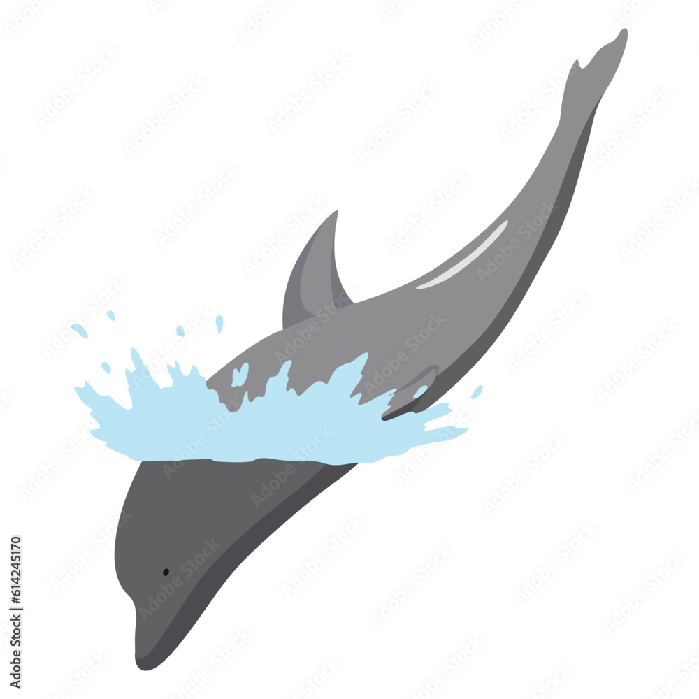 Dolphin jumping out of water animation element. Illustration of dolphin ...