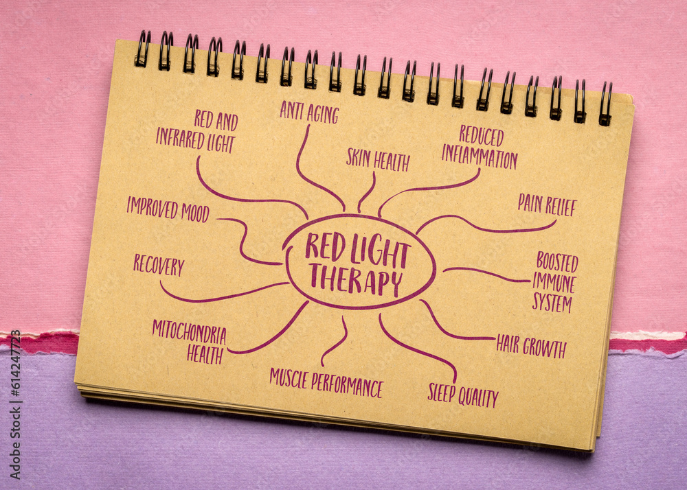 health benefits of red light therapy - mind map sketch in a notebook ...