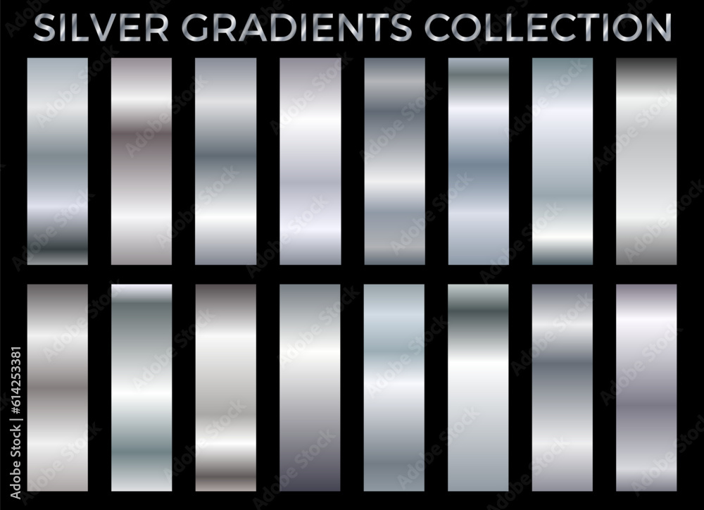Silver texture gradient background vector set Stock Vector | Adobe Stock