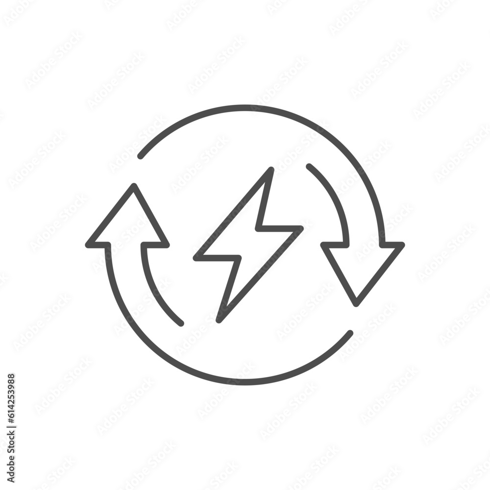 Renewable energy related vector linear icon. Recycling energy. Vector ...