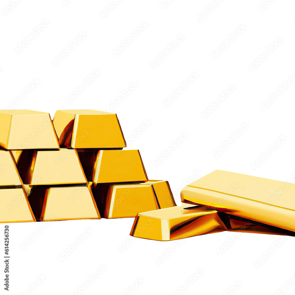 Pile of bullion gold bars isolated png file Stock Illustration | Adobe Stock