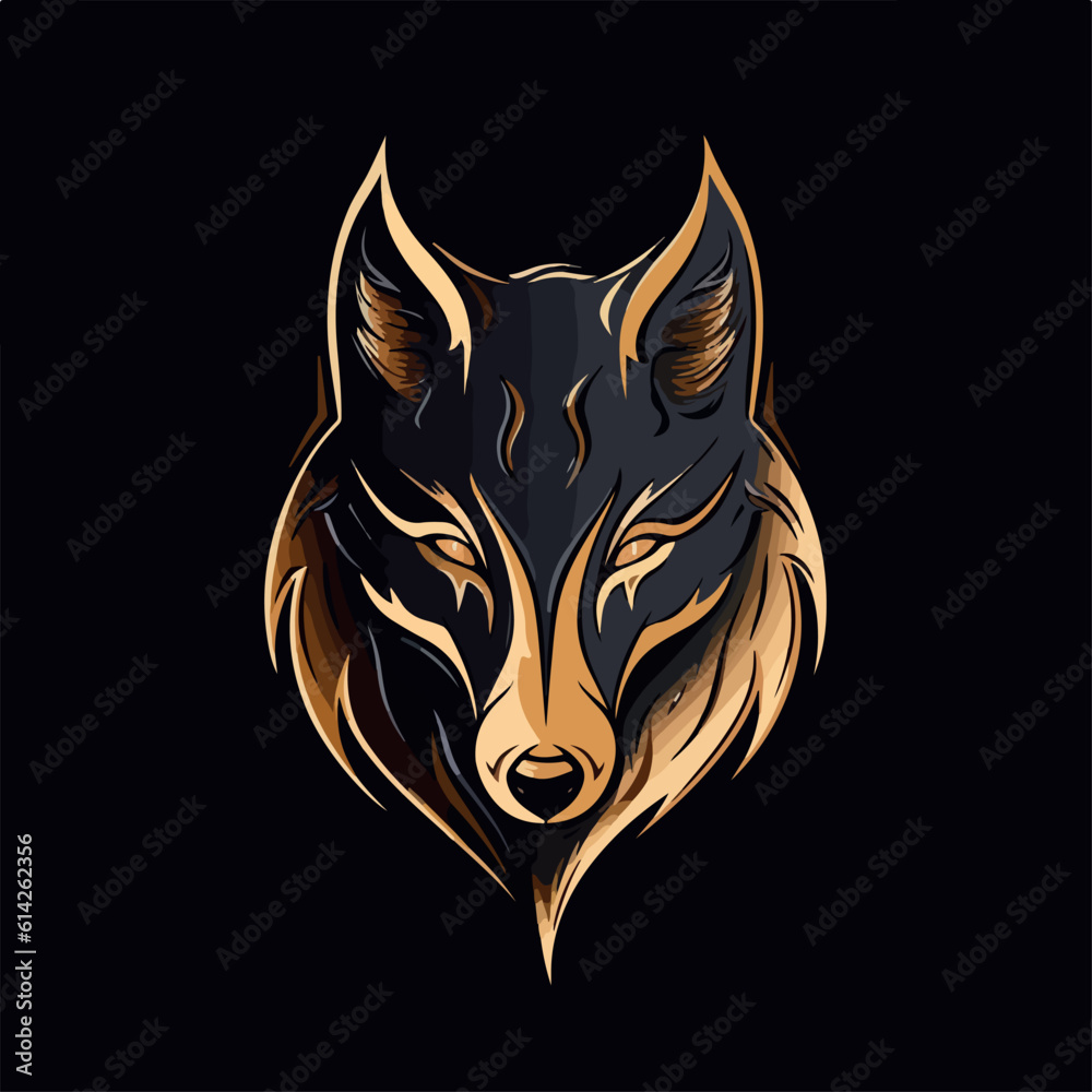 2D wolf illustration in logo, doodle style. Concept, art. Design ...
