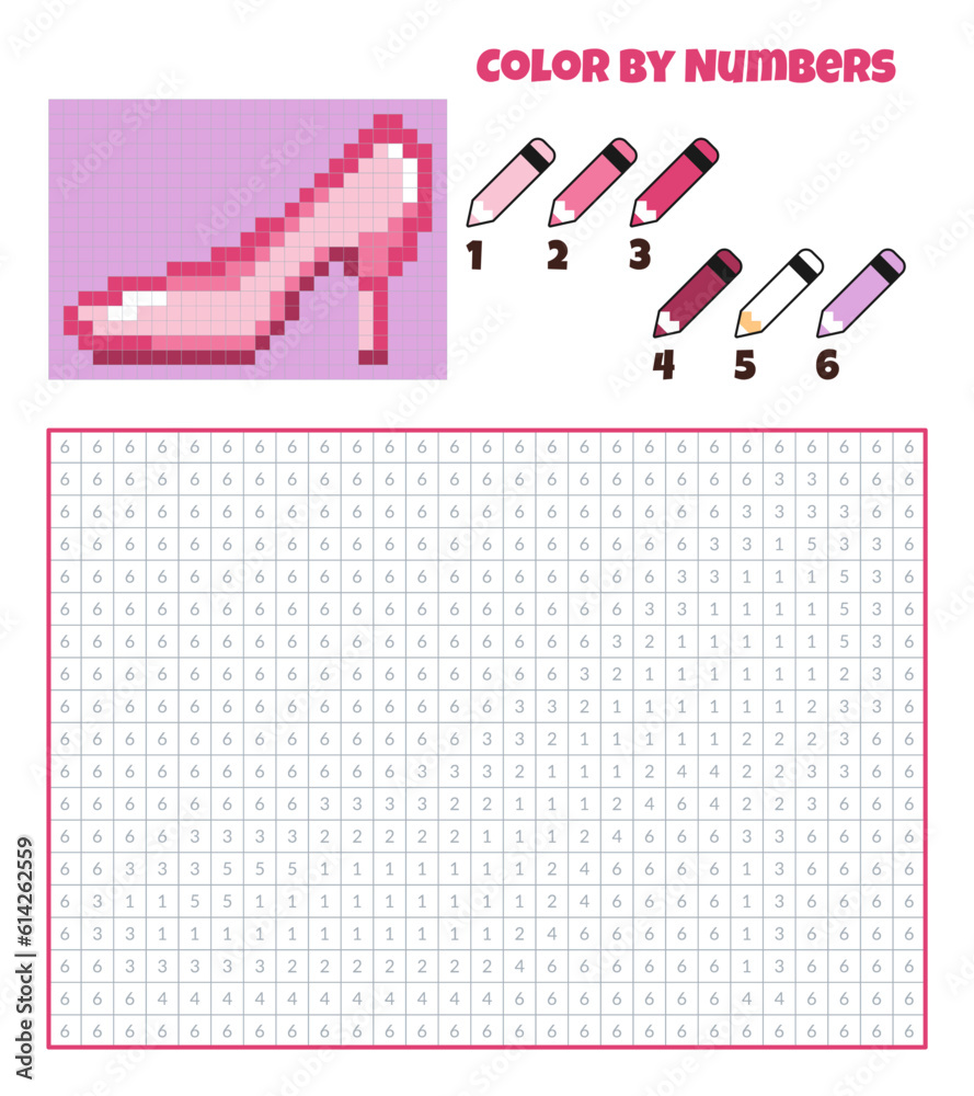 Color by numbers. Coloring book for kids.Pixel art Stock Vector | Adobe ...